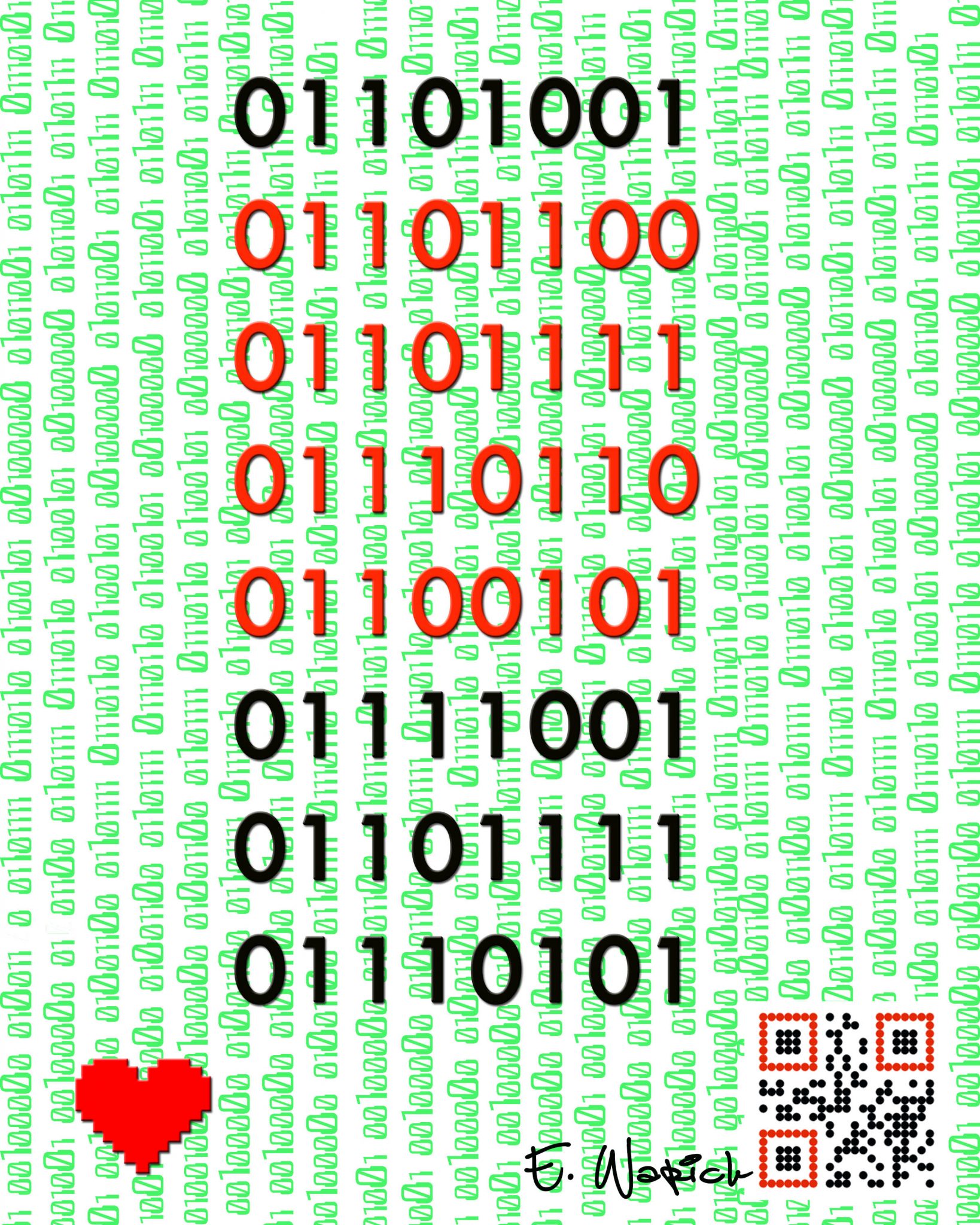 I Love You in Binary Code art print - Algoma Marketplace